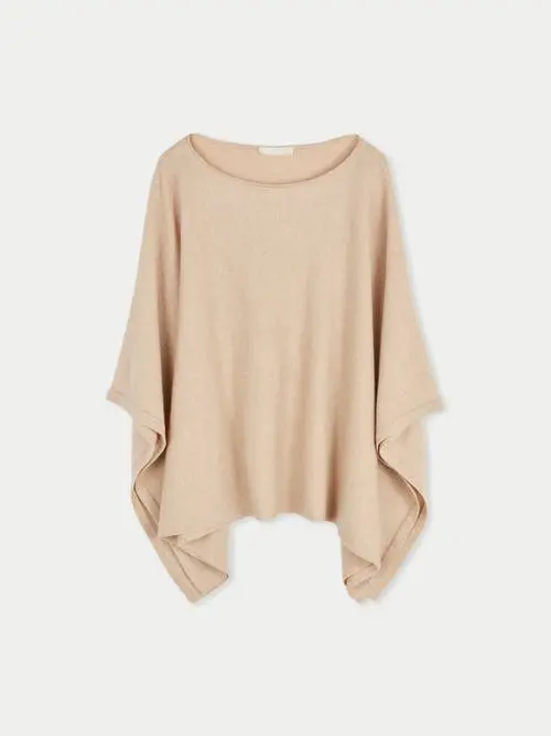 Gobi Cashmere Boat-neck Poncho - Beige