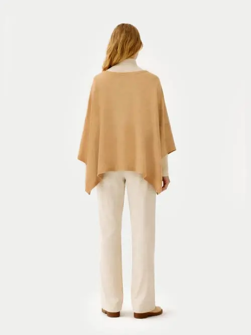 Gobi Cashmere Boat-neck Poncho - Beige