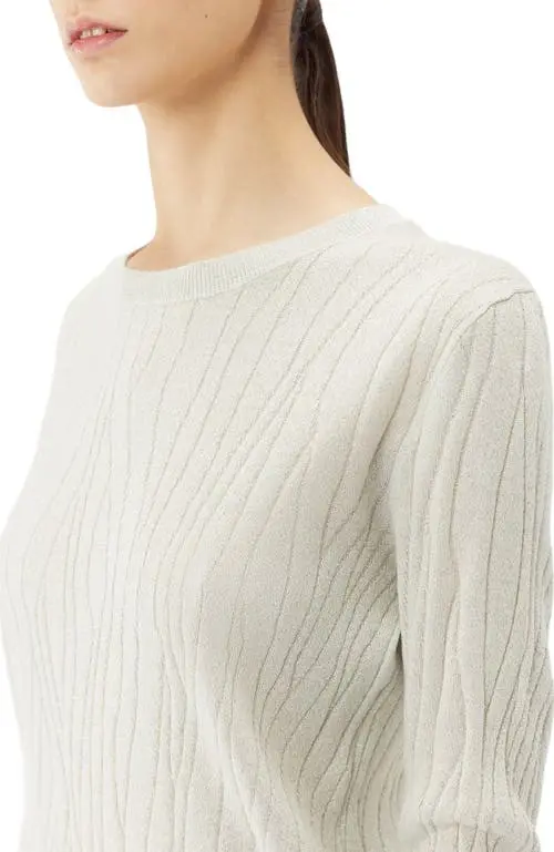 GOBI MONGOLIAN CASHMERE Cashmere And Silk Sweater With Silver Threading - Whisper White