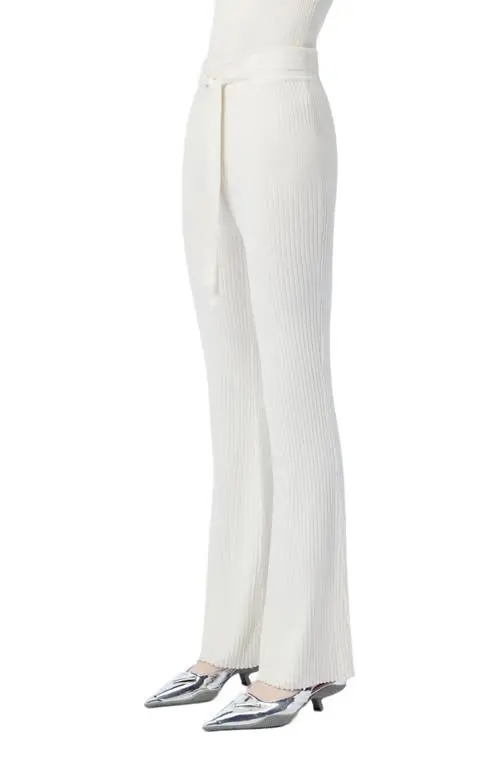 GOBI MONGOLIAN CASHMERE Drawstring Ribbed Cotton Silk Cashmere Blend Flares - Whisper White