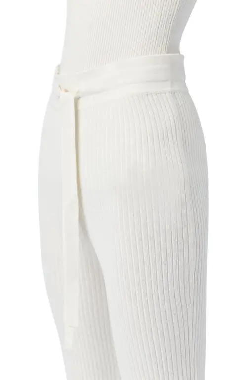 GOBI MONGOLIAN CASHMERE Drawstring Ribbed Cotton Silk Cashmere Blend Flares - Whisper White