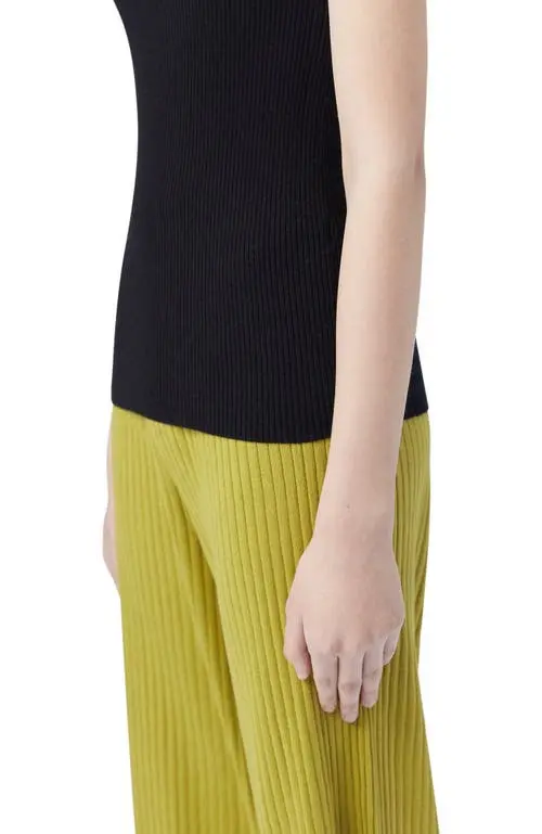 Gobi Cashmere Ribbed Cotton Silk Blend Tank Top - Black