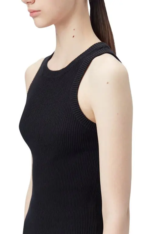 Gobi Cashmere Ribbed Cotton Silk Blend Tank Top - Black