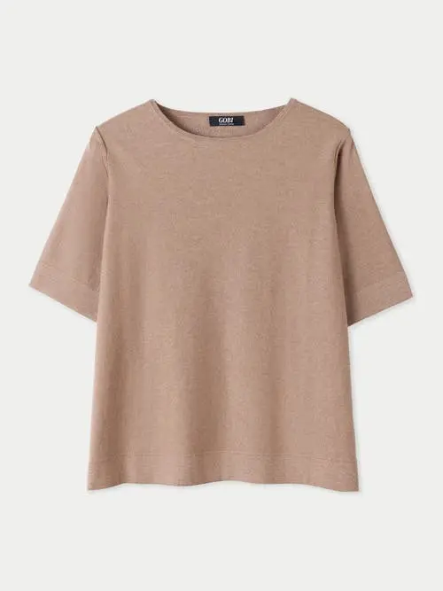 Gobi Cashmere Box-cut Cotton Silk Cashmere Blend T-shirt - Timber Wolf