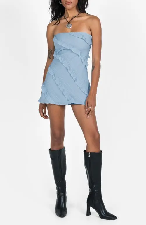 Princess Polly Lars Ruffle Strapless Mini Dress - Blue
