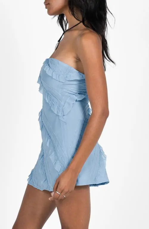 Princess Polly Lars Ruffle Strapless Mini Dress - Blue