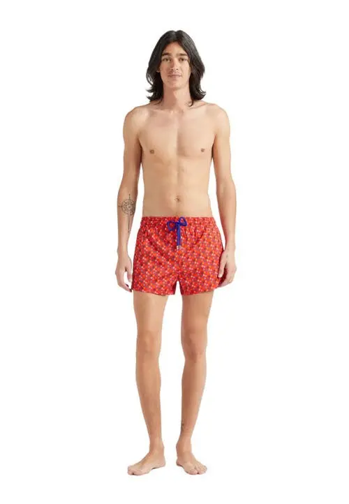 Vilebrequin Micro Ronde Des Tortues Rainbow Stretch Swim Shorts - Coquelicot