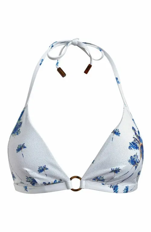 Vilebrequin Herbier Shiny Jersey Halter Bikini Top - Off-white