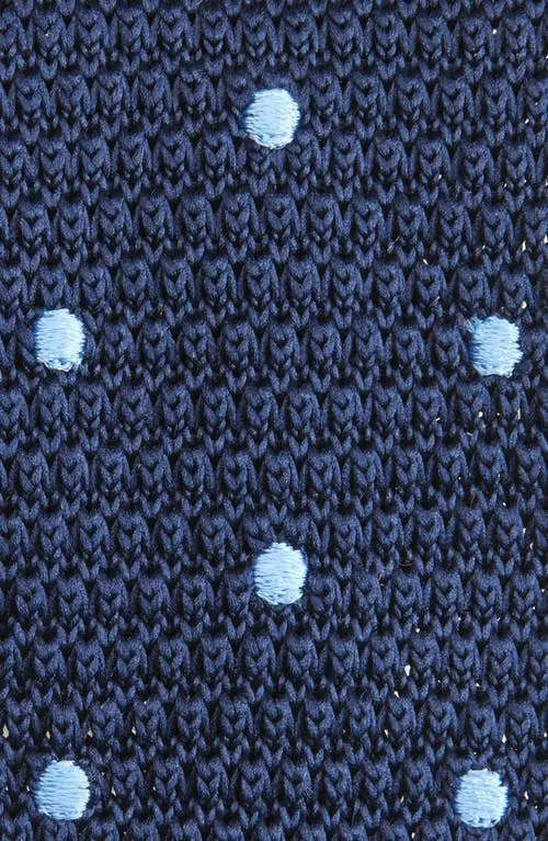 CLIFTON WILSON Polka Dot Knit Silk Neck Tie