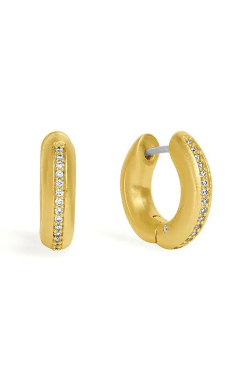 DEAN DAVIDSON Colette Pavé Huggie Hoop Earrings - White Topaz/ Gold