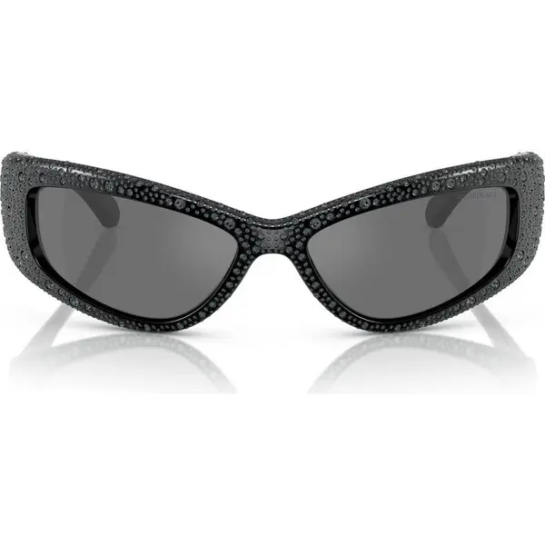 SWAROVSKI 60mm Irregular Sunglasses - Black