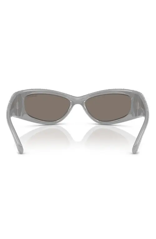 SWAROVSKI 60mm Irregular Sunglasses - Silver Mirror