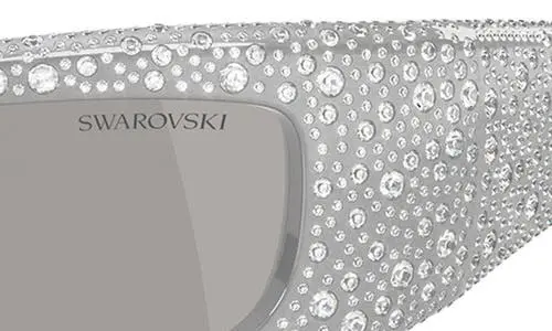 SWAROVSKI 60mm Irregular Sunglasses - Silver Mirror