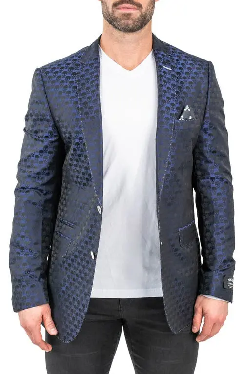 MACEOO Skull Patterned Blazer - Blue