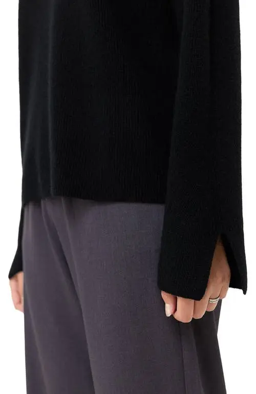 GOBI MONGOLIAN CASHMERE Split-sleeve Cashmere Sweater - Black