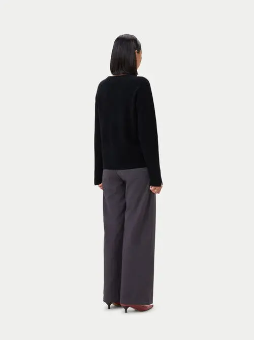Gobi Cashmere Split-sleeve Cashmere Sweater - Black