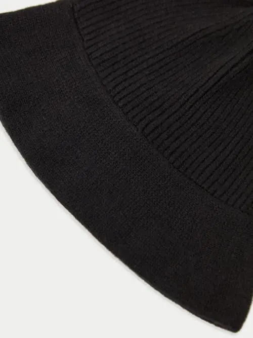 Gobi Mongolian Cashmere Wide-Brim Cashmere Hat - Black | Editorialist