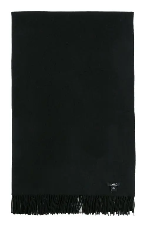 GOBI MONGOLIAN CASHMERE Medium Fringe Blanket - Black