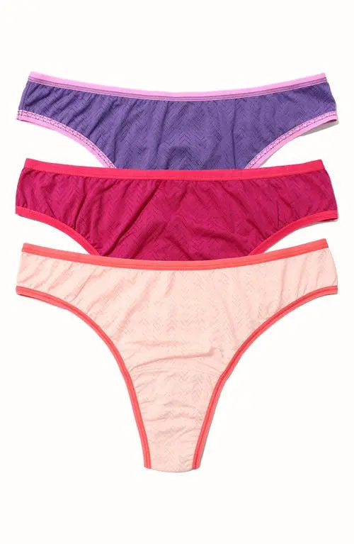 Hanky Panky Movecalm™ Assorted 3-pack Natural Rise Thongs - Acai/sweet Nothing/summer Plum