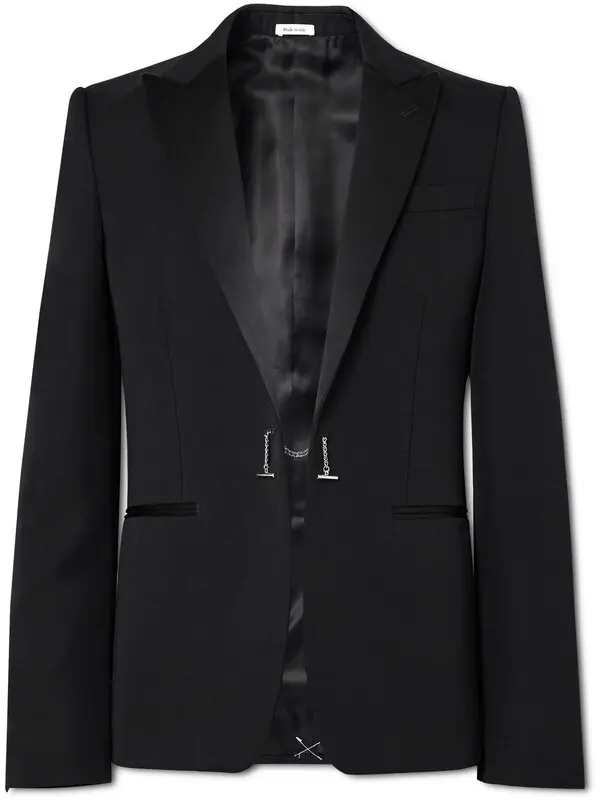 Alexander McQueen Slim-fit Silk-trimmed Grain De Poudre Wool Blazer - Black