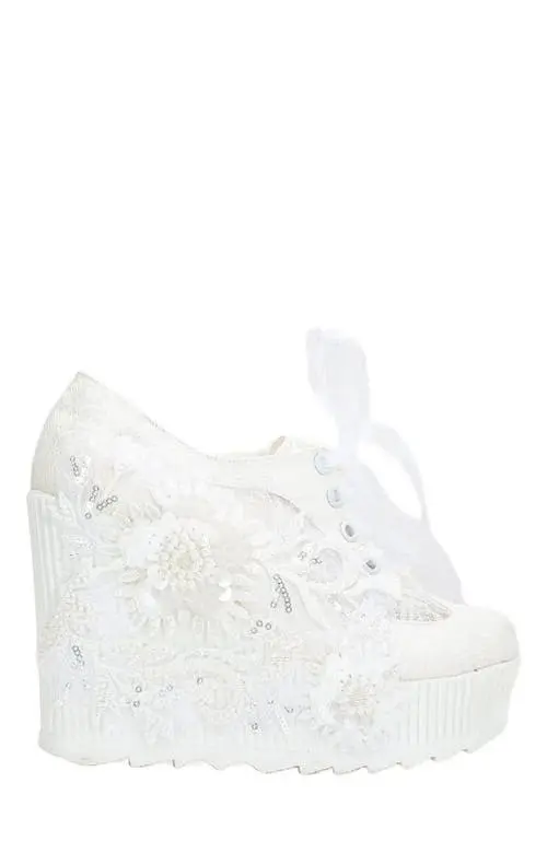 FOREVER & ALWAYS SHOES Sheri Lace Bridal Platform Sneakers
