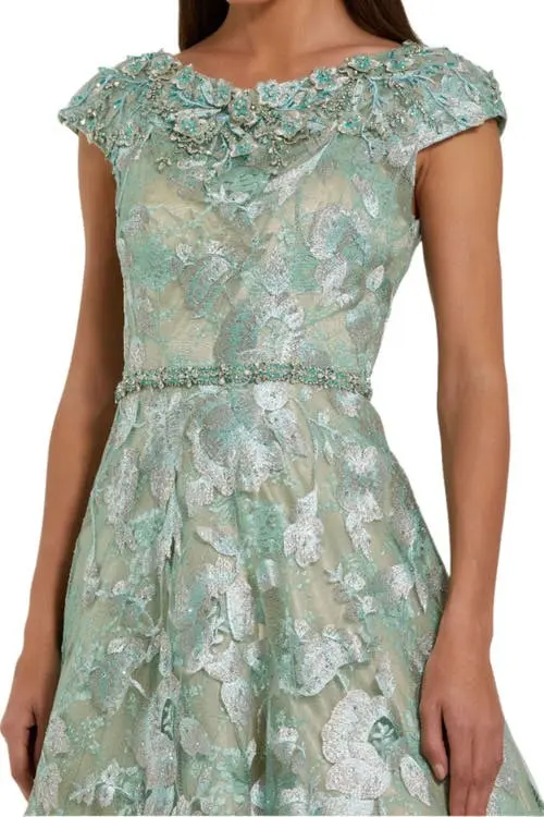 Mac Duggal Embellished High Neck Ballgown - Sage