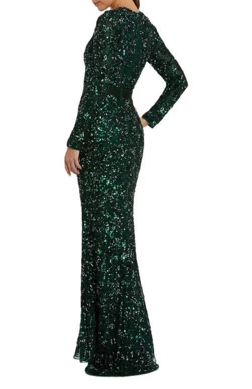 Mac Duggal Embellished Long Sleeve Gown