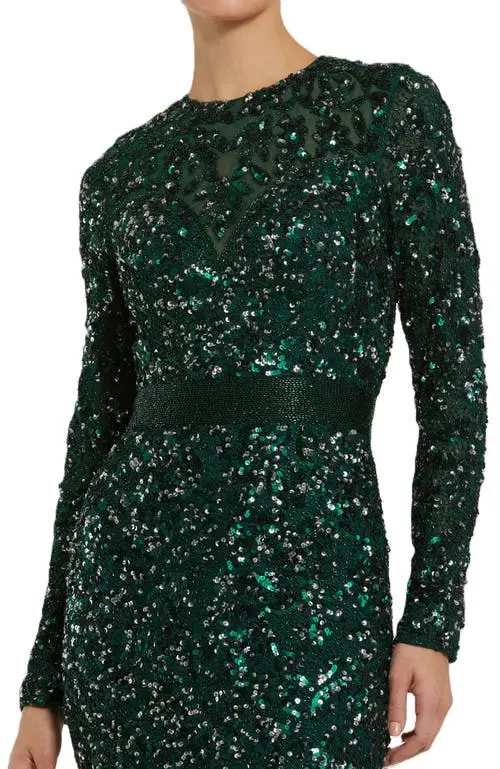 Mac Duggal Embellished Long Sleeve Gown
