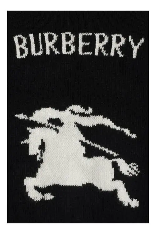 Burberry Equestrian Knight Design Wool Cashmere Sweater - Black