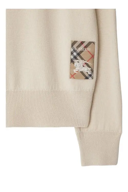 Burberry Check Label Wool Sweater - Nutmeg