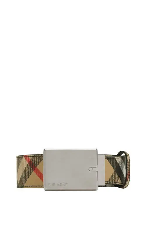 Burberry Reversible Check B-cut Belt - Sand/slate