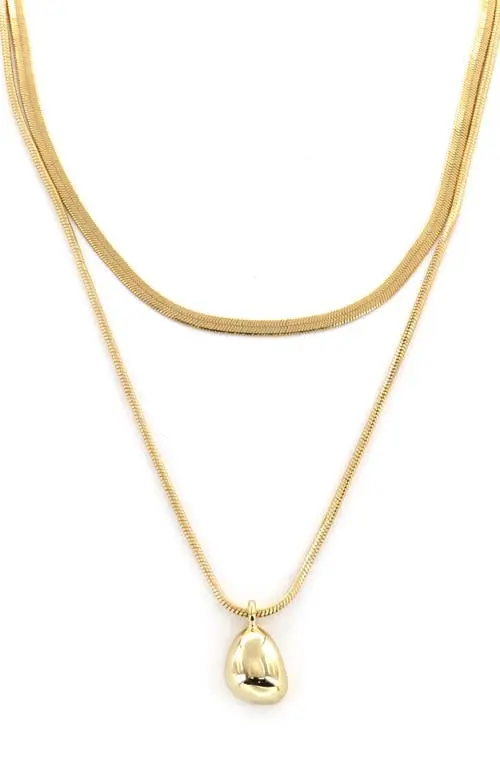 PANACEA Layered Herringbone Chain Necklace - Gold