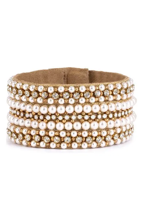 Deepa Gurnani Virginia Faux Pearl Cuff Bracelet - Gold