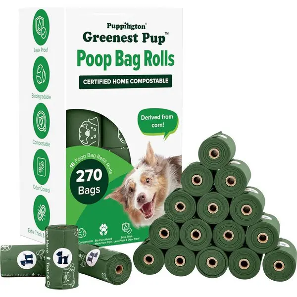 PUPPINGTON Greenest Pup Compostable Dog Waste Bags - Basil Green