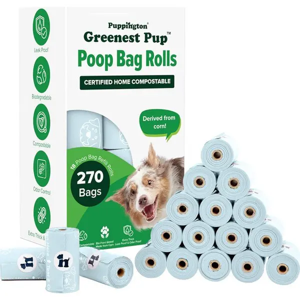 PUPPINGTON Greenest Pup Compostable Dog Waste Bags - Ice Blue