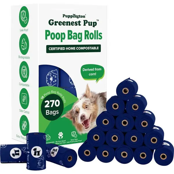 PUPPINGTON Greenest Pup Compostable Dog Waste Bags - Navy Blue