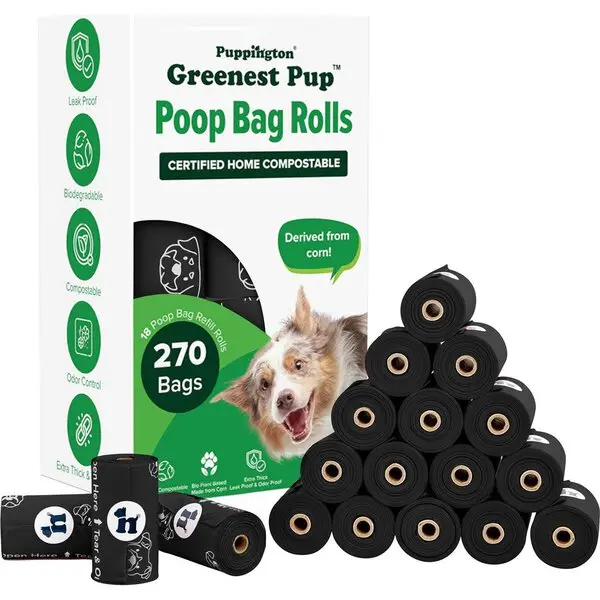 PUPPINGTON Greenest Pup Compostable Dog Waste Bags - Onyx Black