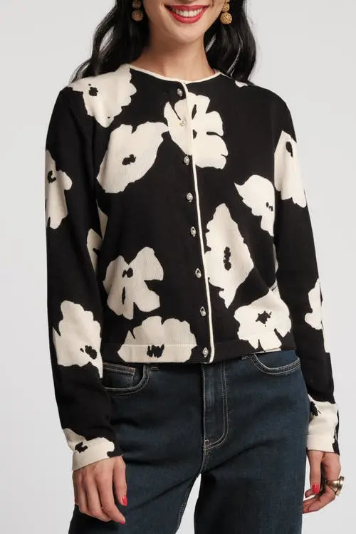 FRANCES VALENTINE Darling Cardigan - Black/oyster