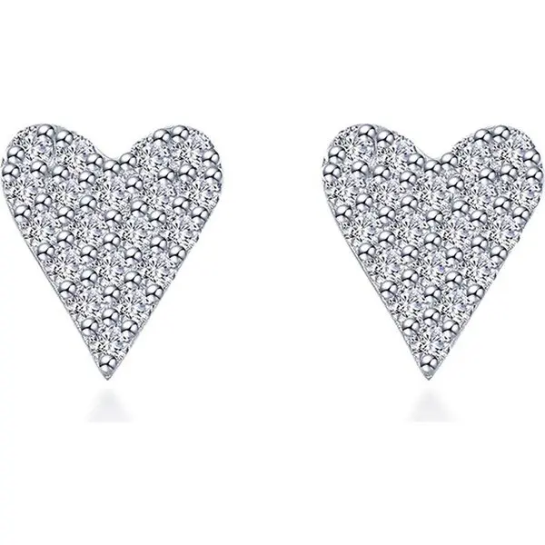 Lafonn Pavé Simulated Diamond Heart Stud Earrings - White