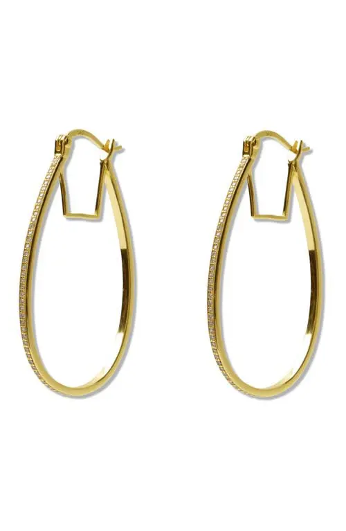 Argento Vivo Cubic Zirconia Oval Hoop Earrings - Gold