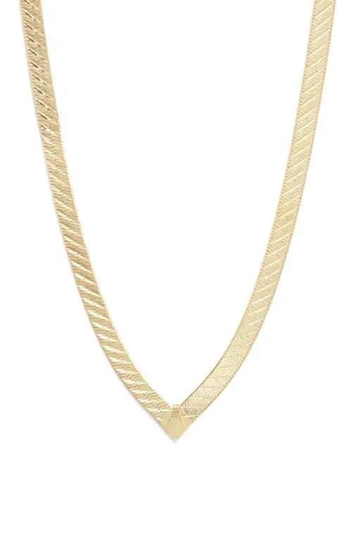 Argento Vivo Herringbone Chain V-necklace - Gold
