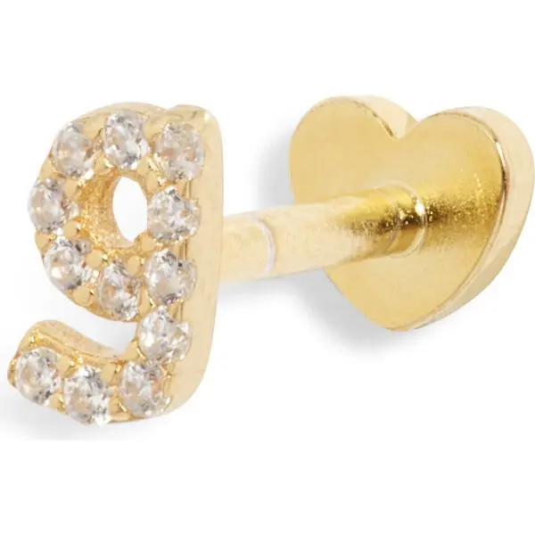 Argento Vivo Pavé Cubic Zirconia Initial Flatback Stud Earring - Gold