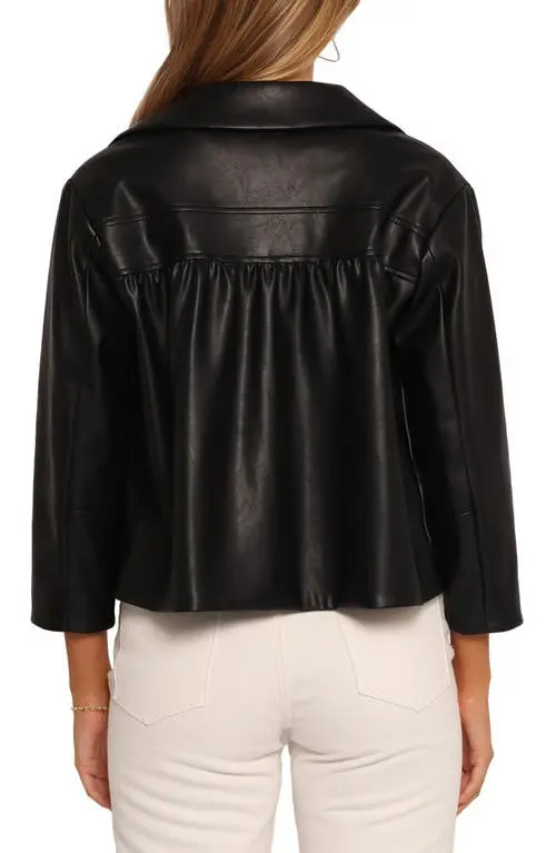 PETAL & PUP Evora Faux Leather Cropped Jacket
