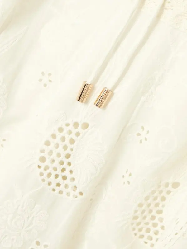 Melissa Odabash Pearl Crochet-Trimmed Embroidered Cotton-Voile Mini Dress  In Ivory - 40% Off | Editorialist
