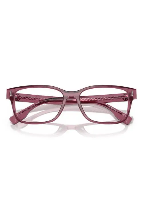 Tory Burch 49mm Rectangular Eyeglasses - Red