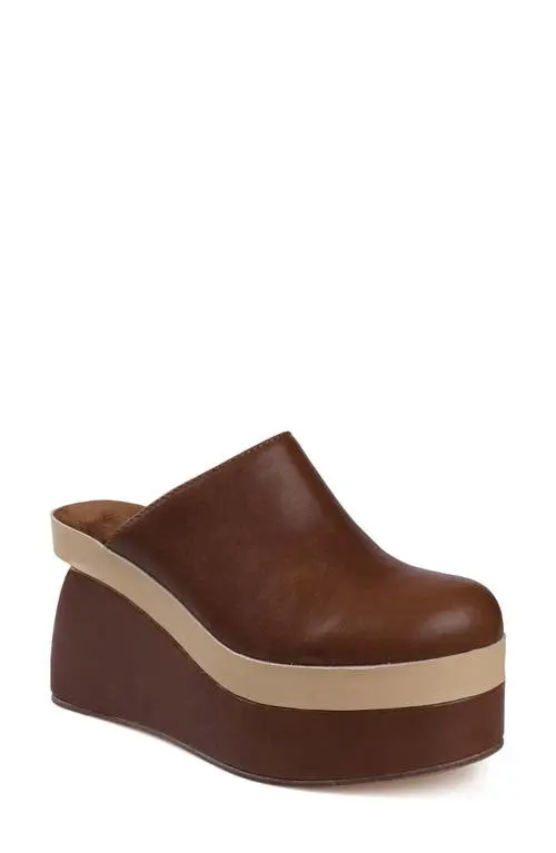 ARTISAN CRAFTED BY ZIGI Solen Platform Wedge Clogs - Brown Leather