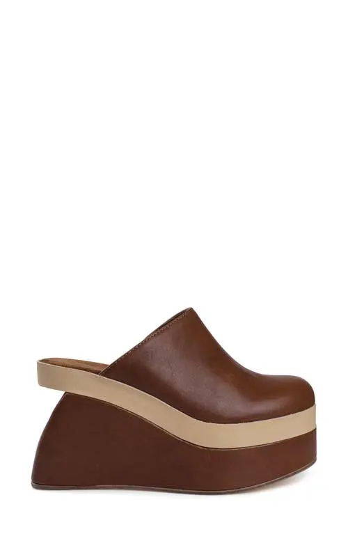 ARTISAN CRAFTED BY ZIGI Solen Platform Wedge Clogs - Brown Leather