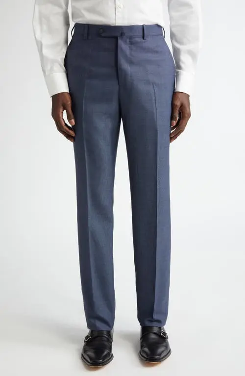 Isaia Sanita Textured Wool Suit - Medium Blue