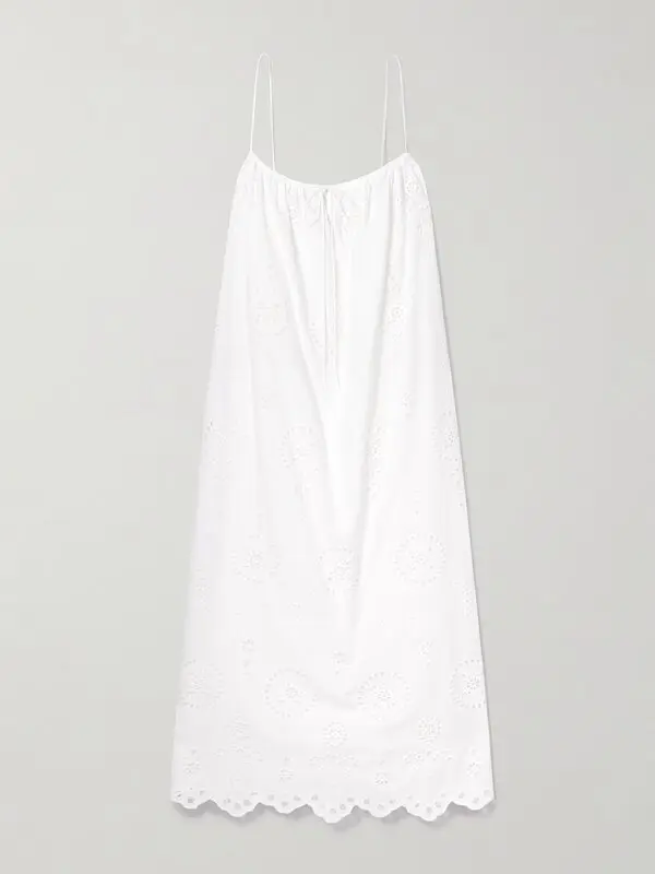 Matteau Tie-detailed Broderie Anglaise Cotton Midi Dress