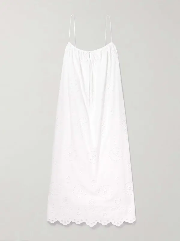 Matteau Tie-detailed Broderie Anglaise Cotton Midi Dress